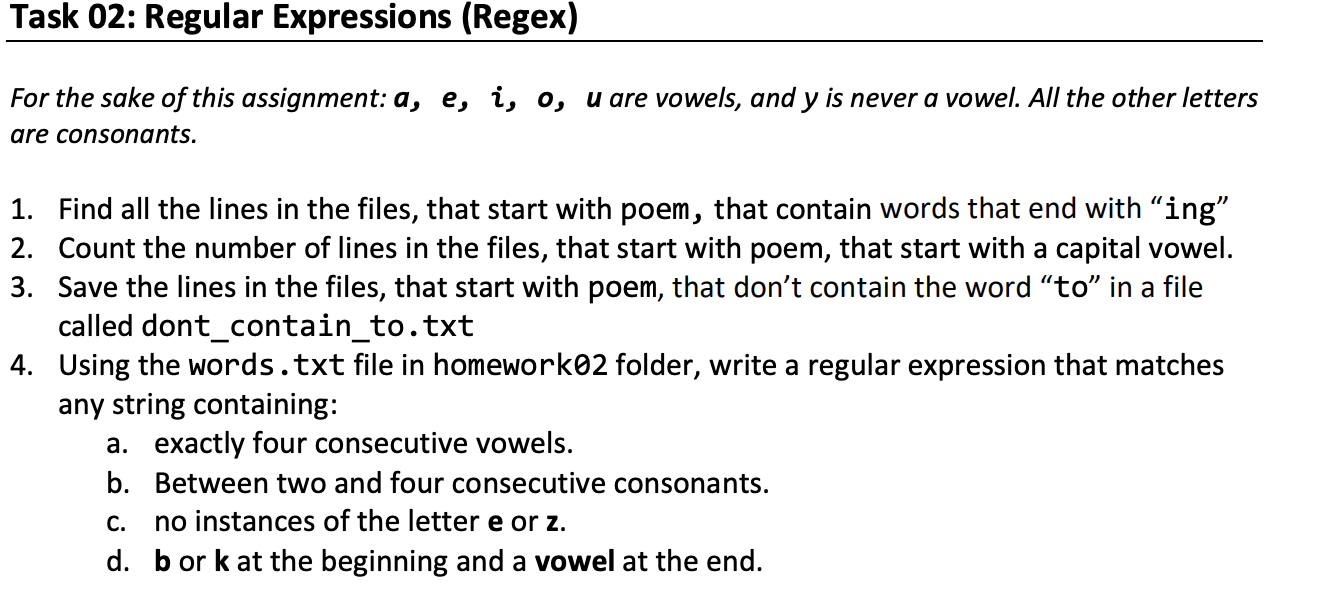 Solved For the sake of this assignment: a,e,i,0,u are | Chegg.com