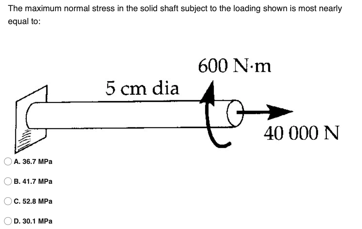 Solved The maximum normal stress in the solid shaft subject | Chegg.com