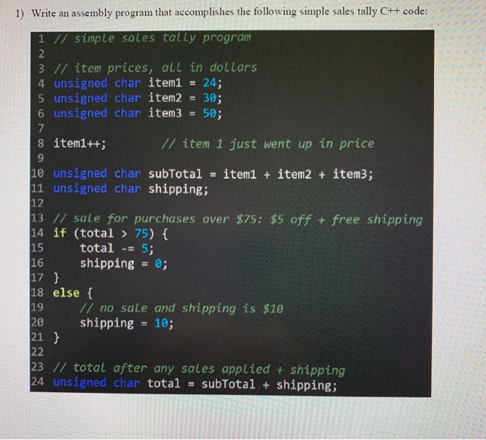 1) Write an assembly program that accomplishes the | Chegg.com