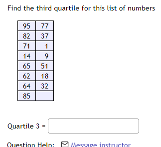 Solved Find the third quartile for this list of numbers | Chegg.com