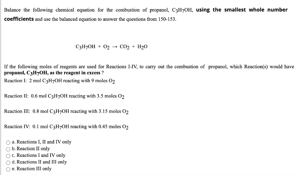 Solved Balance the following chemical equation for the | Chegg.com