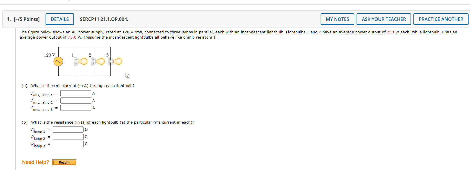 Solved average power output of 75.0 W. (Assume the | Chegg.com