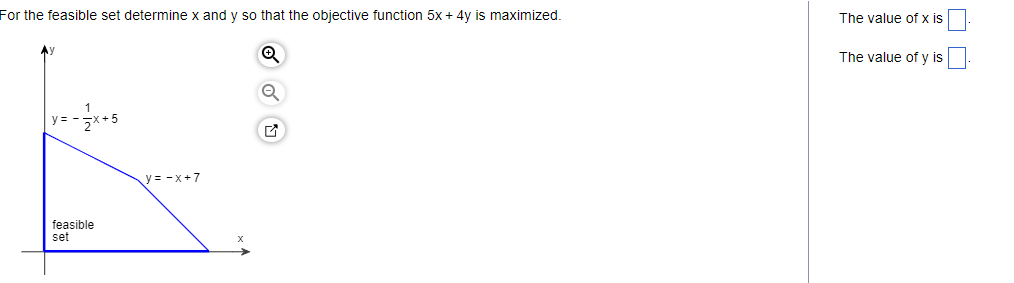 Solved For the feasible set determine x and y so that the | Chegg.com