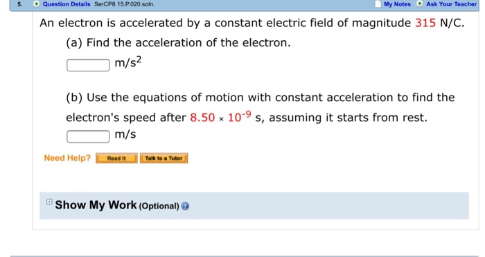 Solved An electron is accelerated by a constant electric | Chegg.com
