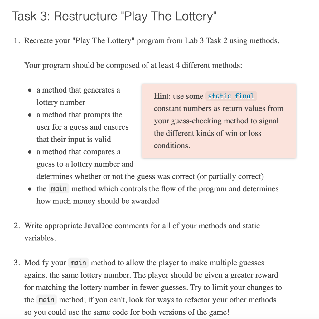 Solved CODE - FOR - LAB3 -TASK2 Task 3: Restructure "Play | Chegg.com