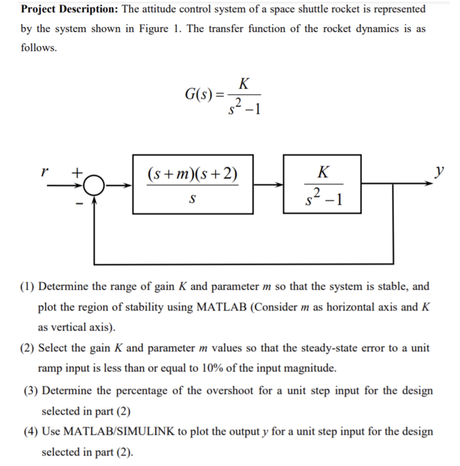Solved Project Description: The attitude control system of a | Chegg.com