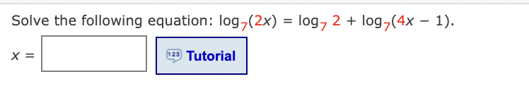 Solved Solve the following equation: log (2x) = log, 2 + log | Chegg.com