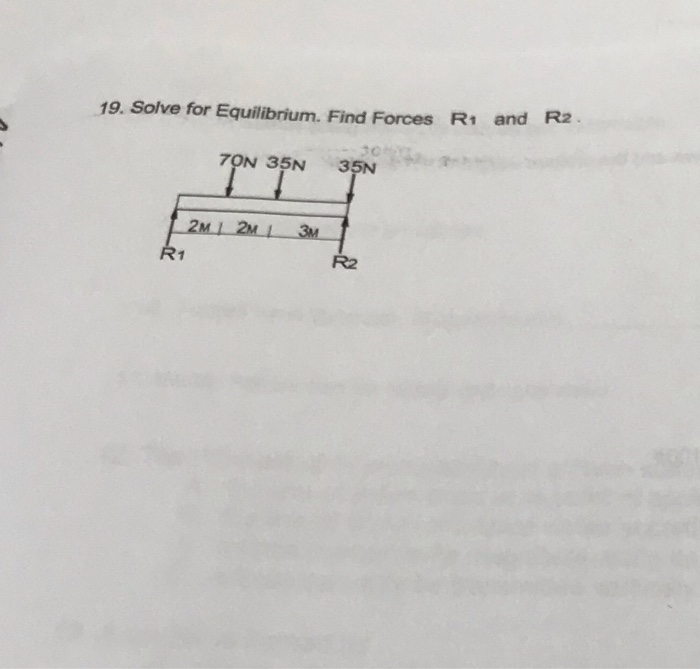 Solved R2 and R1 19. Solve for Equilibrium. Find Forces 7ON | Chegg.com