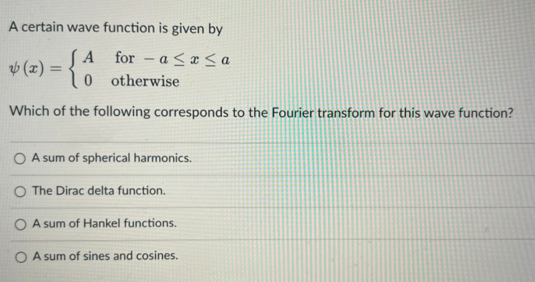 Solved A certain wave function is given by • (a) = { ) SA | Chegg.com