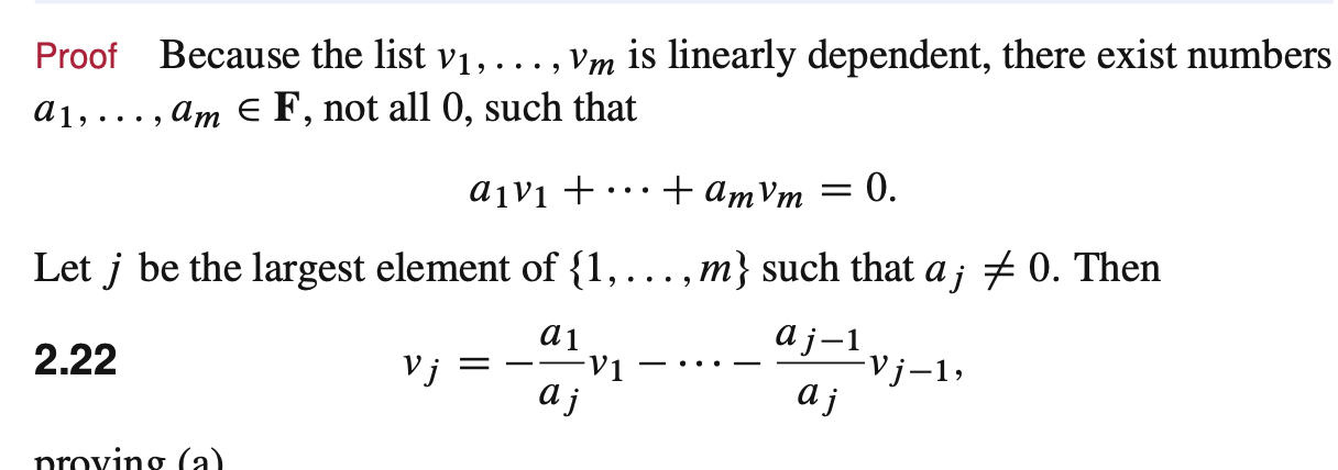 Solved How do you get from a1v1 + ... + amvm to vj = | Chegg.com