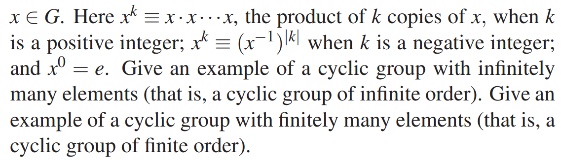 Solved A group G is called cyclic if there is an element x E | Chegg.com
