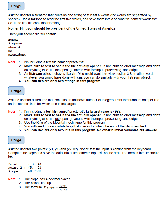 Solved Prog2 Ask the user for a filename that contains one | Chegg.com