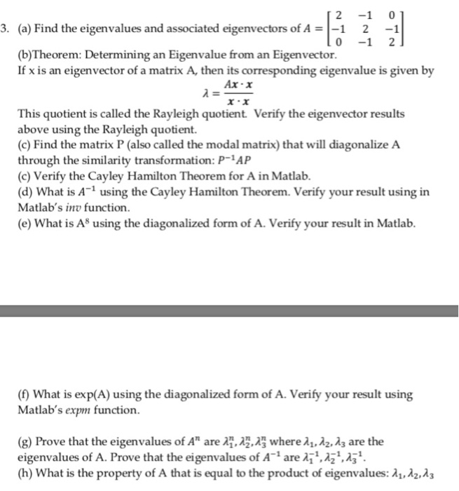 Solved 2 -1 0 3. (a) Find the eigenvalues and associated | Chegg.com