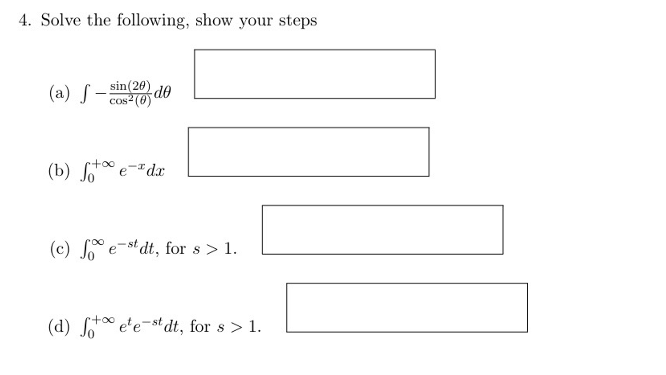 Solved Solve the following, show your | Chegg.com