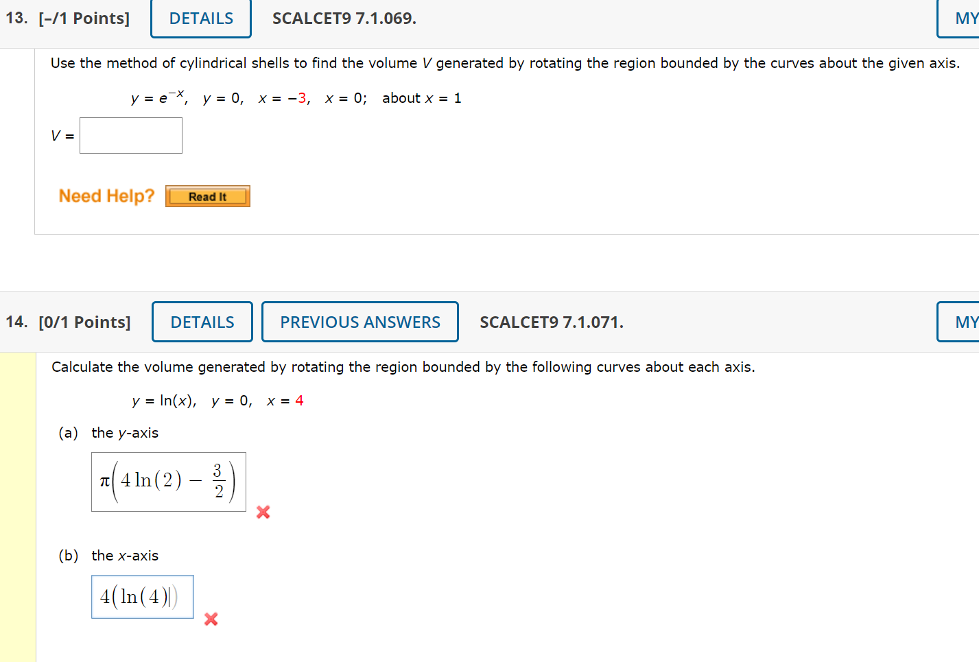 Solved 13. [-/1 Points] DETAILS SCALCET9 7.1.069. MY Use the | Chegg.com