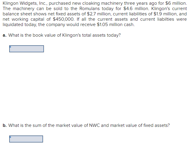 Solved Klingon Widgets, Inc., purchased new cloaking | Chegg.com