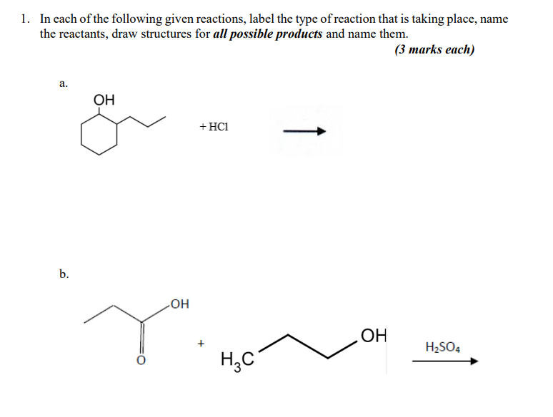 Solved In each of the following given reactions, label the | Chegg.com