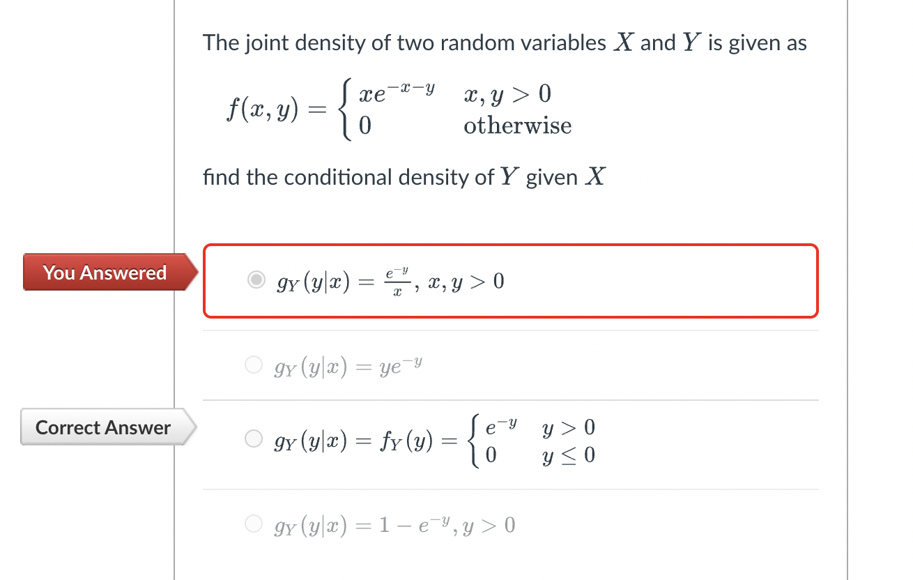 Solved The joint density of two random variables X and Y is | Chegg.com