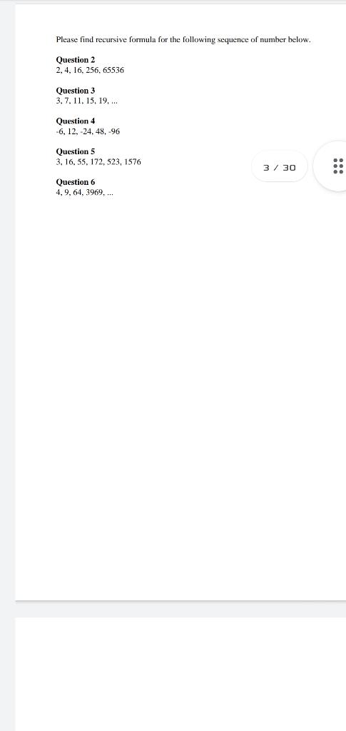 Solved Please find recursive formula for the following | Chegg.com