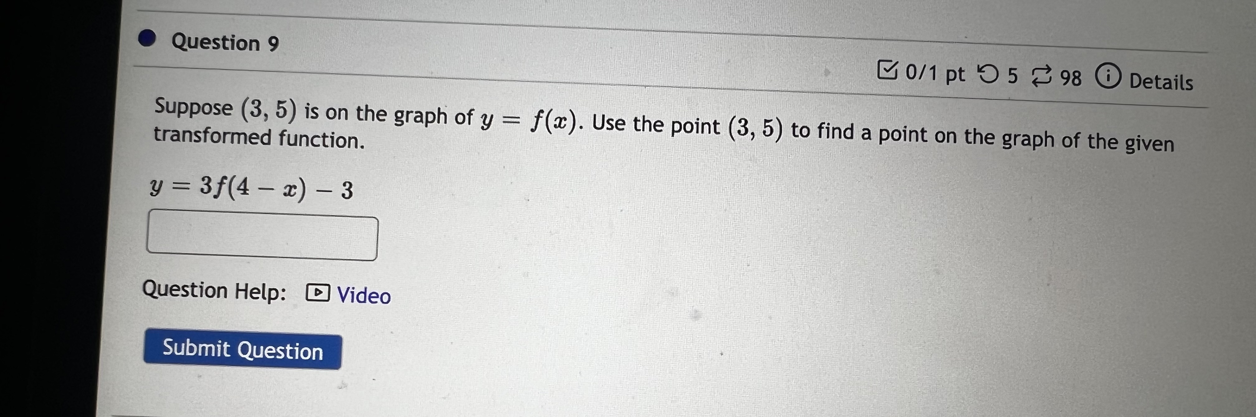 Solved Suppose (3,5) is on the graph of y=f(x). Use the | Chegg.com