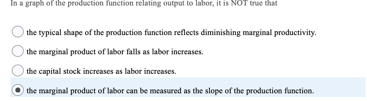 Solved In a graph of the production function relating output | Chegg.com
