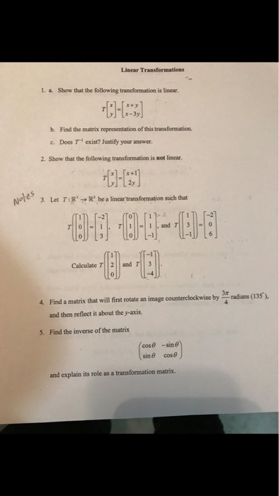 Solved Linear Transformations I. Show that the following | Chegg.com