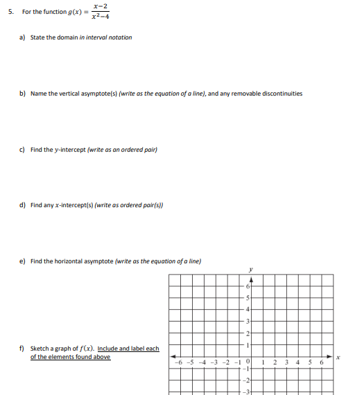 Solved For the function g(x)=x-2x2-4a) ﻿State the domain in | Chegg.com