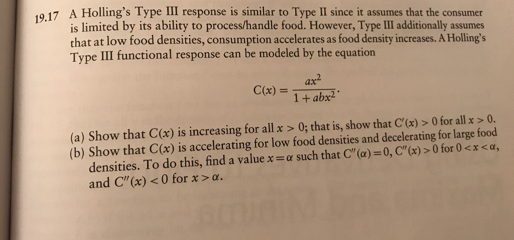 Solved 0 17 A Holling's Type III response is similar to Type | Chegg.com