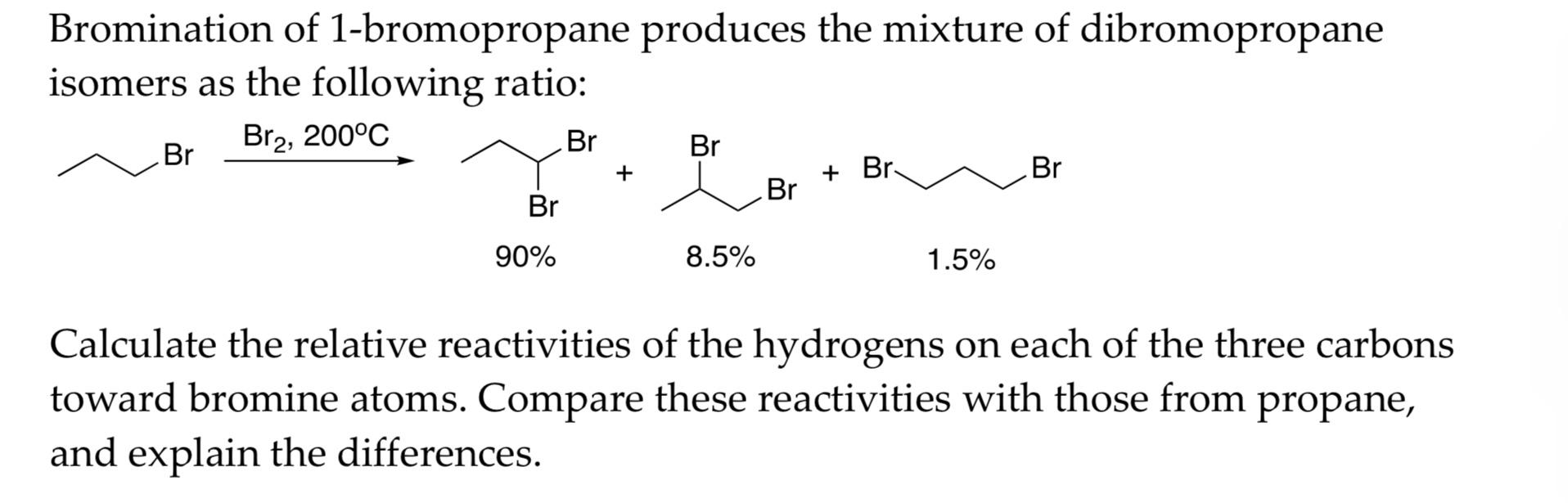 Solved Bromination of 1-bromopropane produces the mixture of | Chegg.com