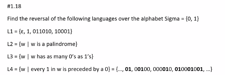 Solved Find the reversal of the following languages over the | Chegg.com