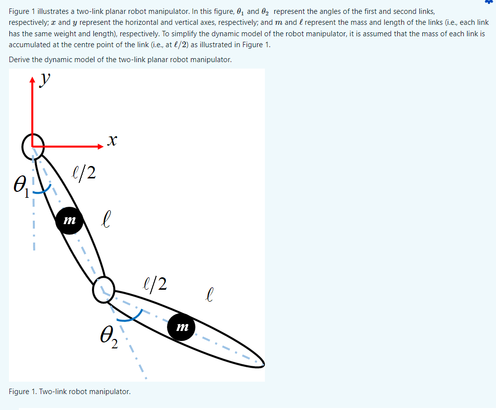 [Solved]: Figure 1 illustrates a two-link planar robot man
