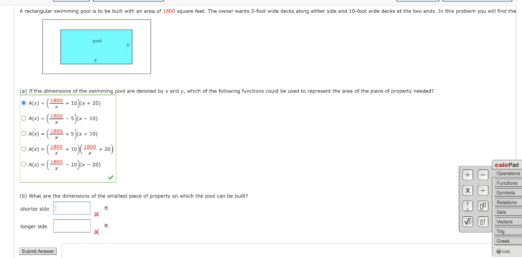 Solved A rectangular swimming pool is to be built with an | Chegg.com