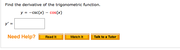 Solved Find the derivative of the trigonometric function y | Chegg.com