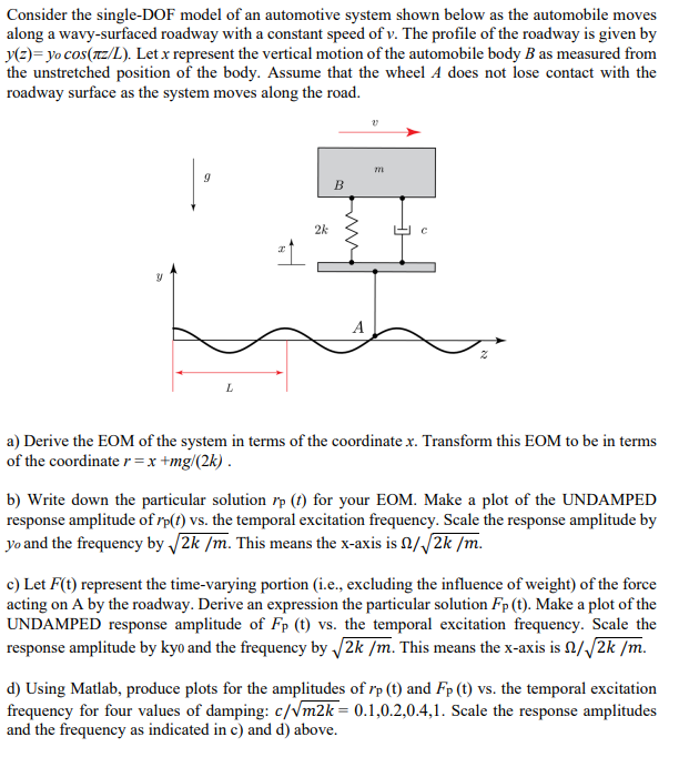 Solved Consider the single-DOF model of an automotive system | Chegg.com