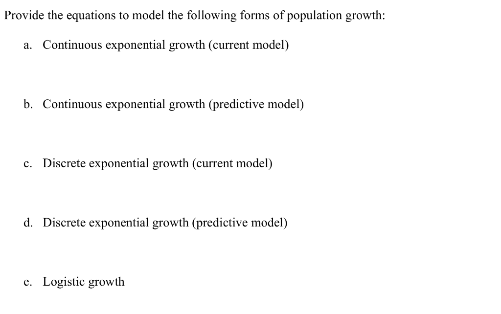 Solved Provide the equations to model the following forms of | Chegg.com