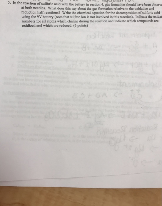 5. In the reaction of sulfuric acid with the battery | Chegg.com
