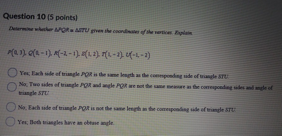 Solved Question 10 (5 points) Determine whether APOR= ASTU | Chegg.com