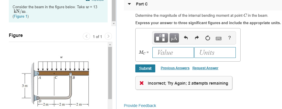 Solved The frame supports a distributed load and a tension | Chegg.com