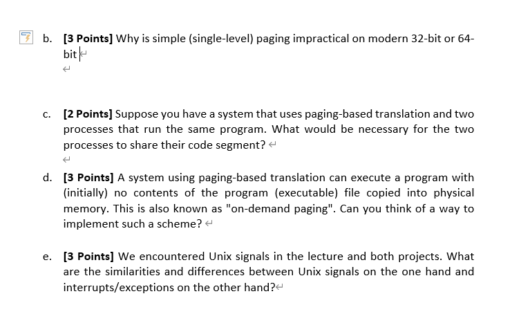 b. [3 Points] Why is simple (single-level) paging | Chegg.com