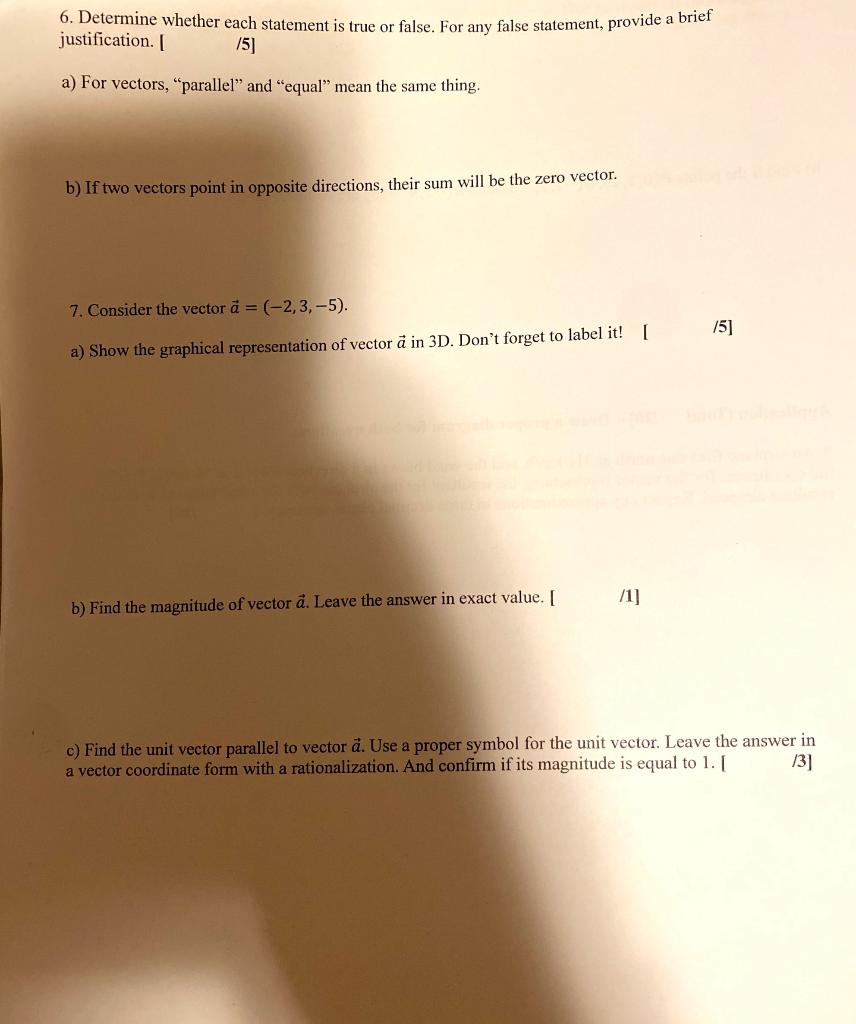 Solved 6. Determine whether each statement is true or false. | Chegg.com