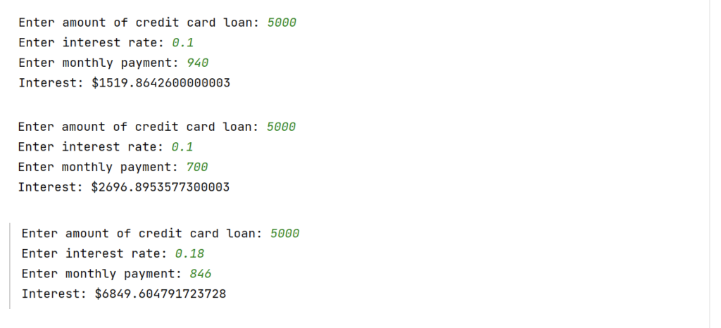 Solved Write a program called credit_card_interest.py, to | Chegg.com