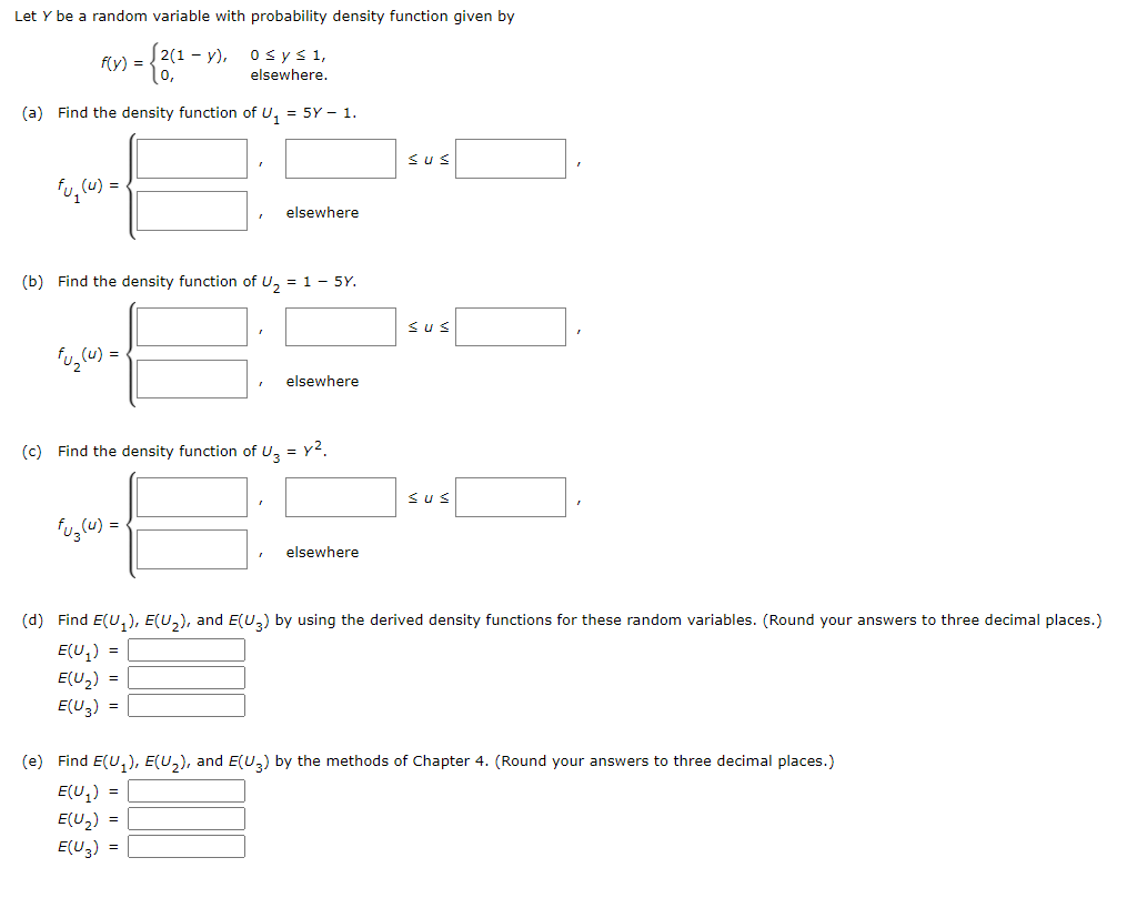 Solved Let y be a random variable with probability density | Chegg.com