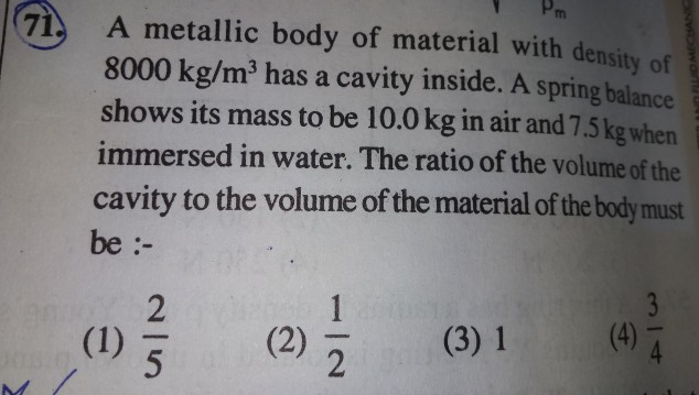 Solved Pm 7i) A metallic body of material with density of | Chegg.com