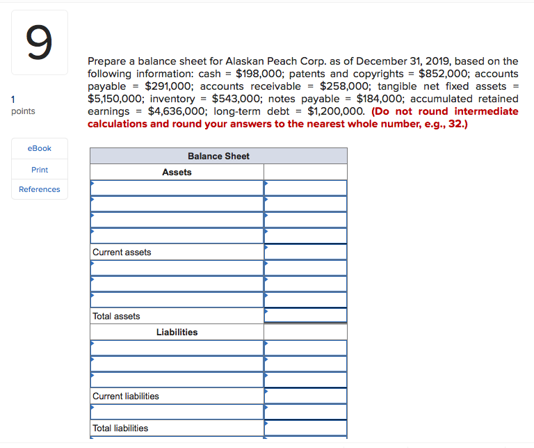 Solved Prepare A Balance Sheet For Alaskan Peach Corp As Of Chegg