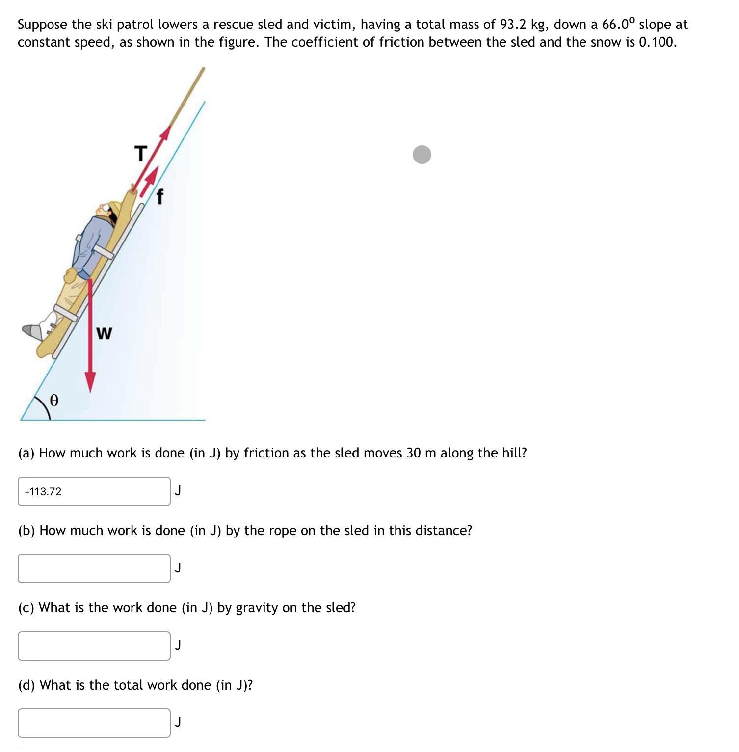Solved Suppose the ski patrol lowers a rescue sled and | Chegg.com