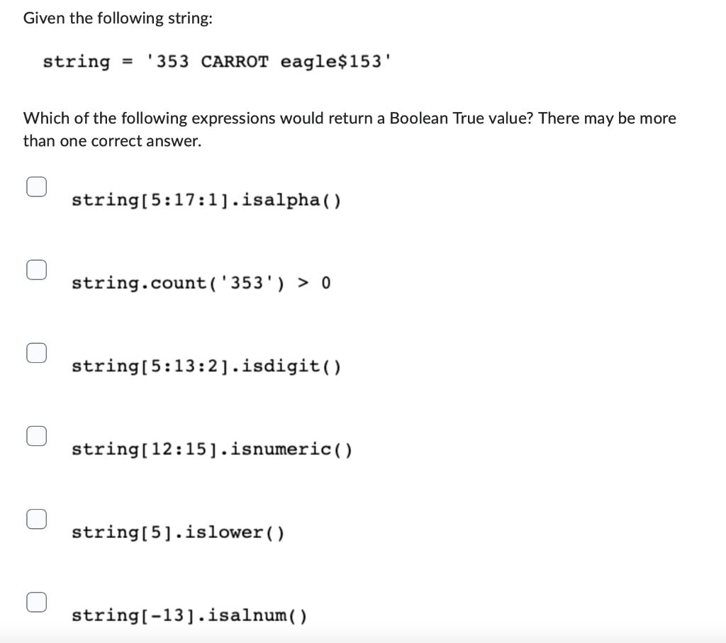 Solved Given the following string: string =′353 CARROT | Chegg.com
