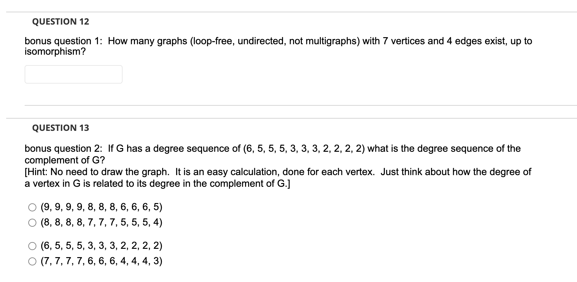 Solved QUESTION 12 bonus question 1: How many graphs | Chegg.com