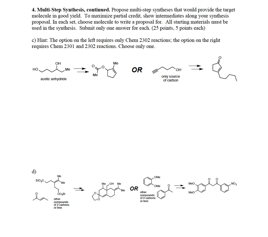 Solved 4. Multi-Step Synthesis, continued. Propose | Chegg.com