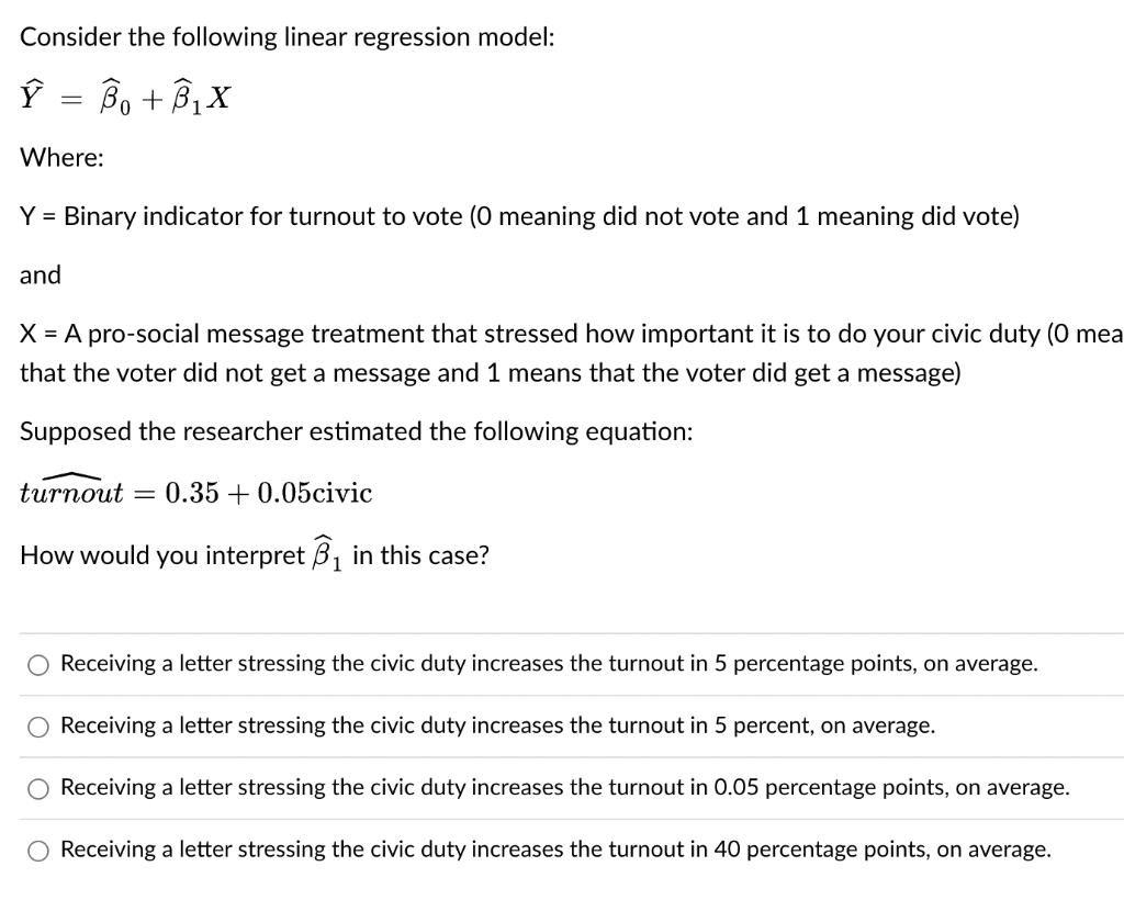 Solved Consider the following linear regression model: | Chegg.com