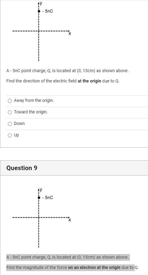 Solved - 5nc A - 5nc point charge, Q, is located at (0.15cm) | Chegg.com